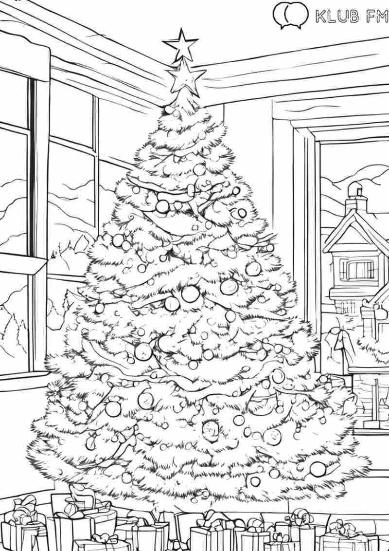 Choinka kolorowanka - malowanki świąteczne